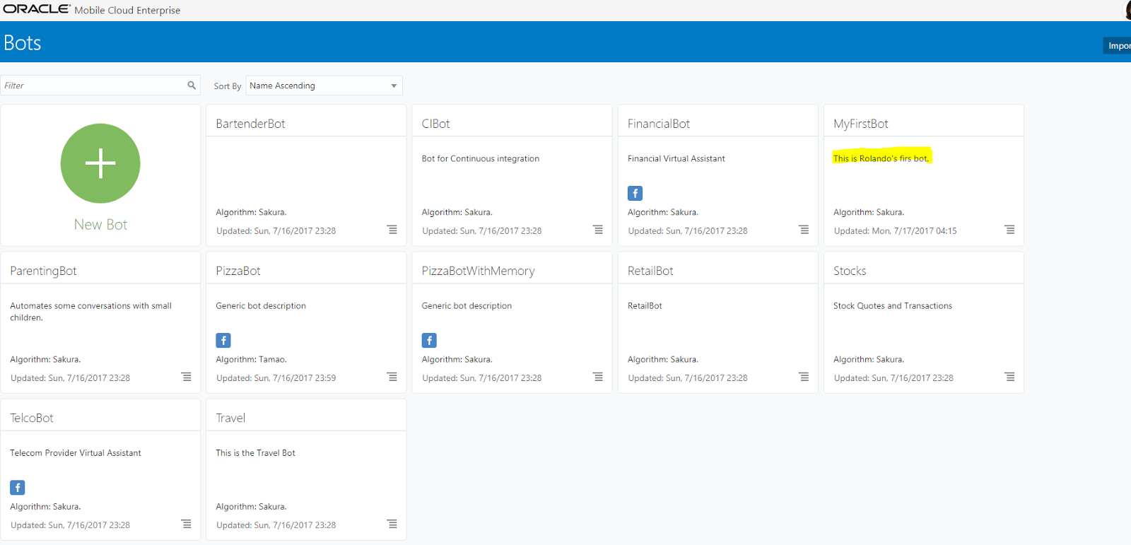 A first glimpse to the Oracle Intelligent Bot Cloud Service | Oracle Radio