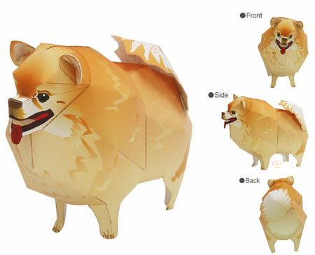 Papercraft - Dog Pomeranian - Papercraft4u | Free Papercrafts, Paper ...