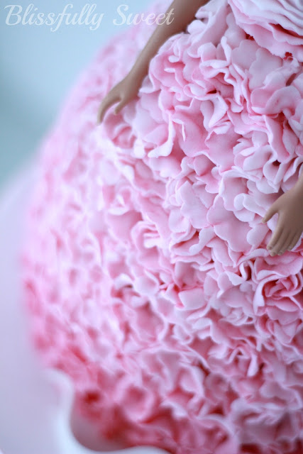Blissfully Sweet: An Ombre Pink Ruffled Barbie Birthday Cake