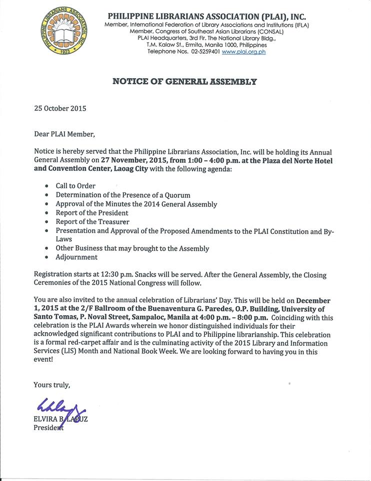 PLAI - Southern Tagalog Region Librarians Council: PLAI : 2015 Notice ...