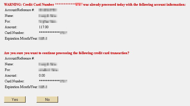 WARNING: Credit Card: Is There A Problem Here?: WARNING: Credit Card