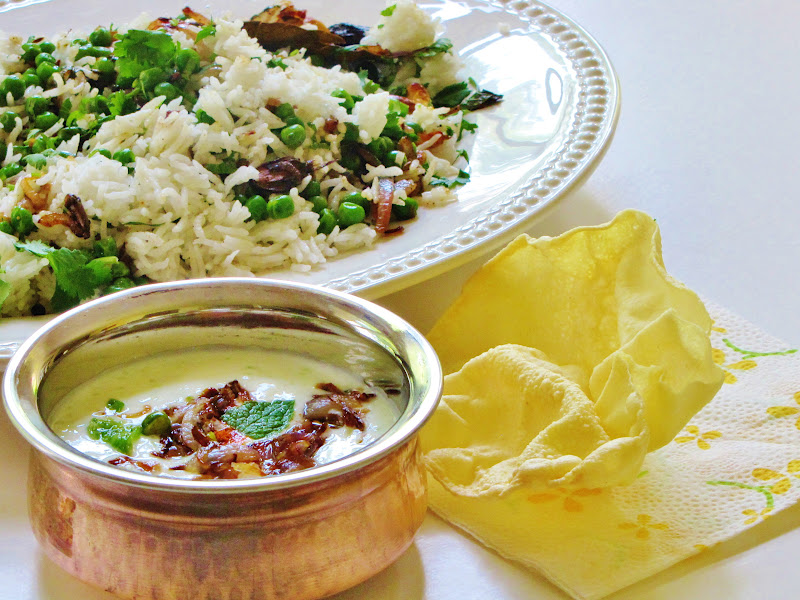 themustardseed......: Fresh mint and peas pulao: Cucumber raita with ...