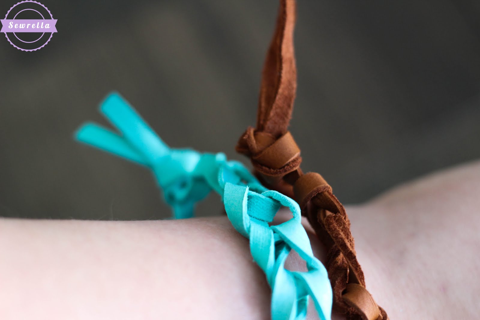 $1 Leather Chain Stitch Bracelet • Sewrella