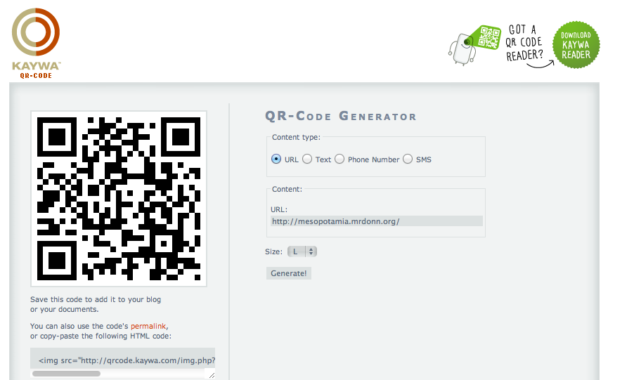QR Codes Part 2: Using Kaywa to Generate a QR Code