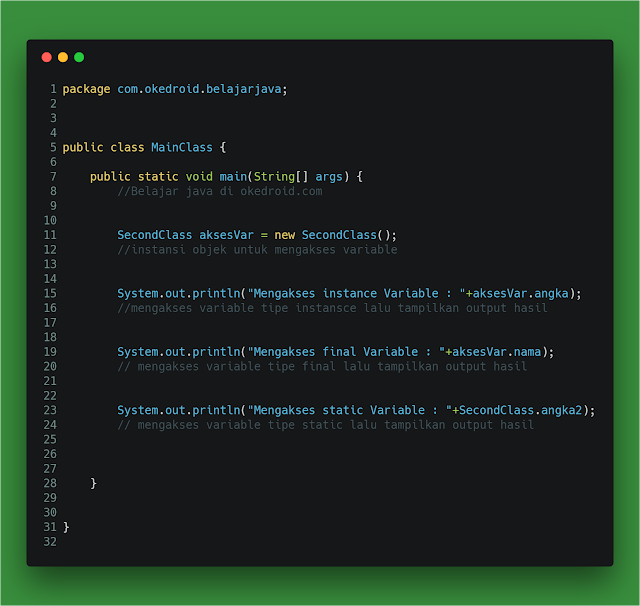 Belajar Mengakses Variabel Dari Class Lain Di Jadwal Java - Java Media Kita