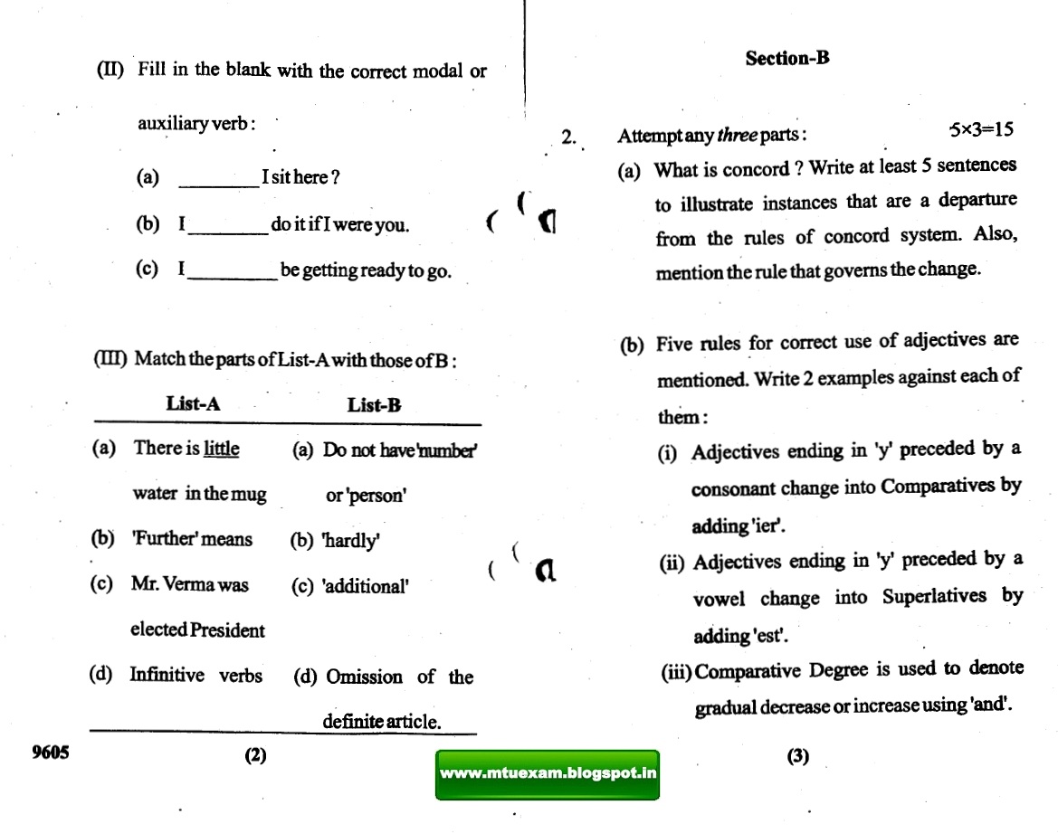 UPTU Exam: Remedial English