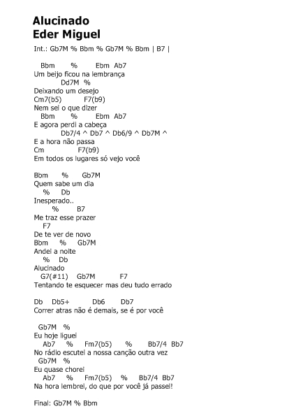 Cavaquinho Meu Dom: Alucinado - Eder Miguel - Cifra