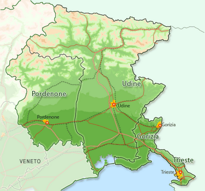 Mappa del Friuli Venezia Giulia Regionale | Italia Mappa Regionale