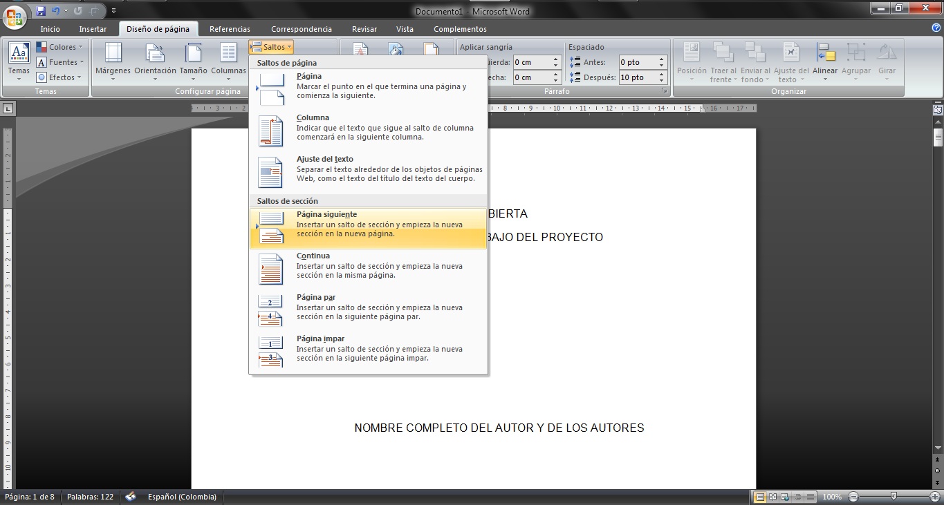 Numeración de paginas en WORD