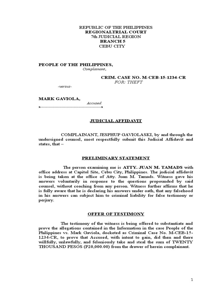 judicial affidavit sample - philippin news collections