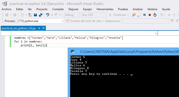 Ciclo o bucle for in en python 3.8.2 con visual estudio 2019 ...