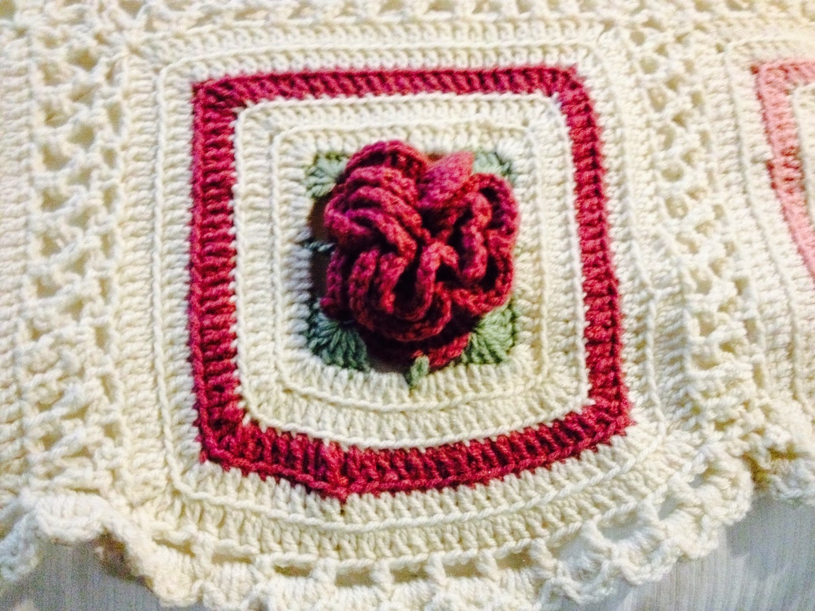 3D Rose Crocheted Afghan: 3D Rose Crocheted Handmade Afghan