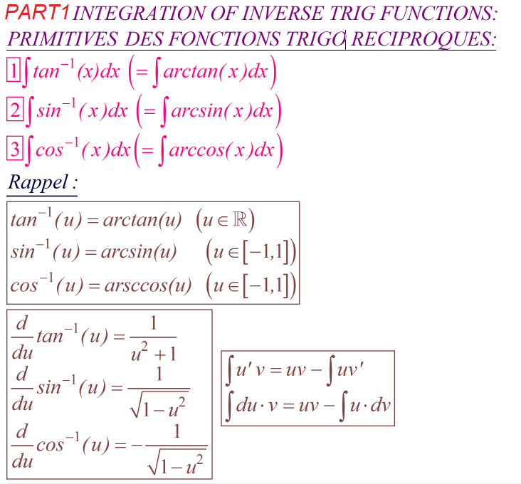 Integration of inverse trigo function.Part 1..Primitives des fonctions ...