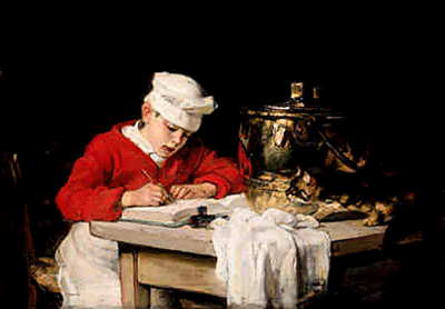 Researching Food History : Young cooks in a French kitchen, 1890s