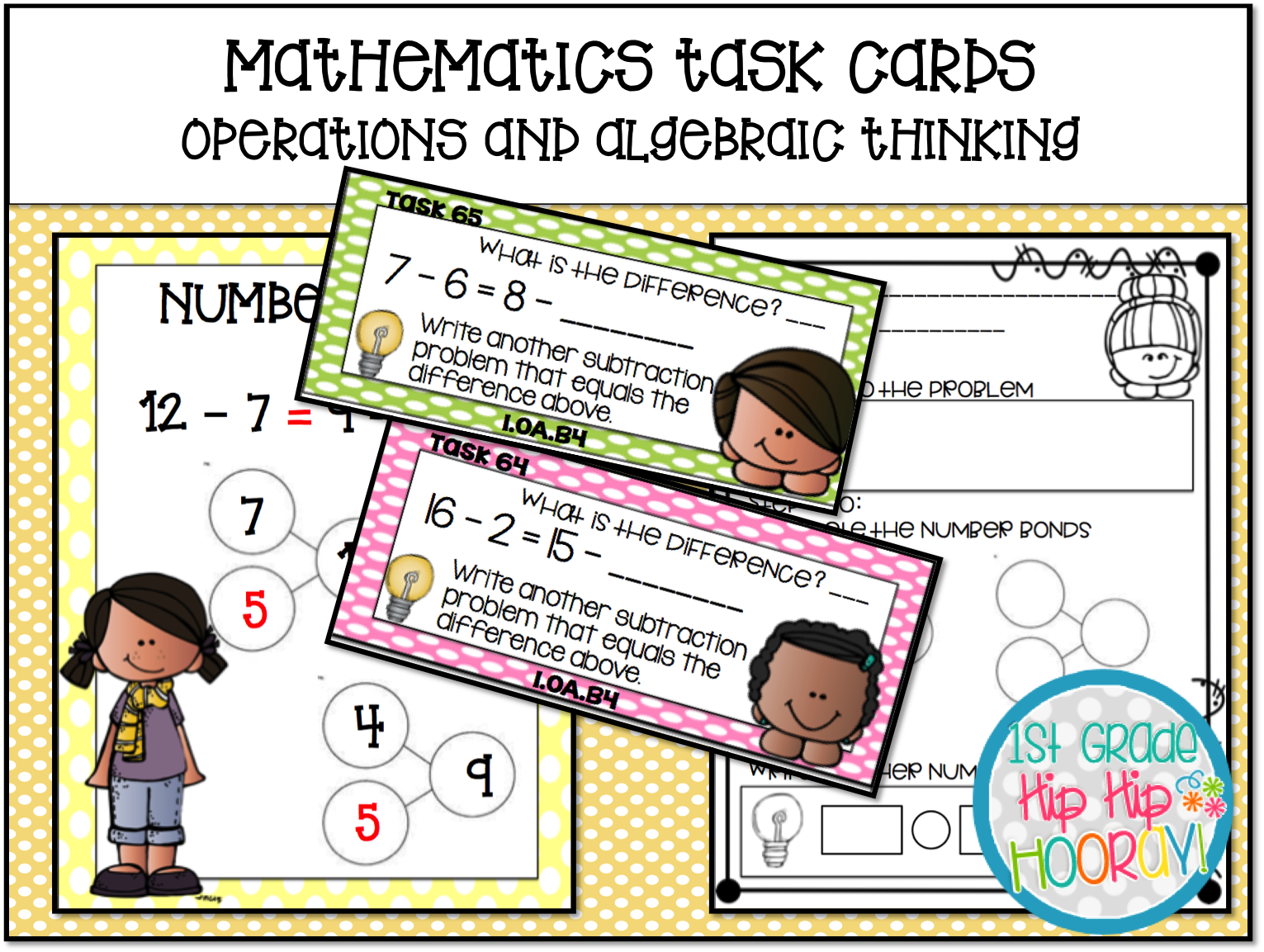 1st Grade Hip Hip Hooray!: Task Cards...Operations and Algebraic Thinking