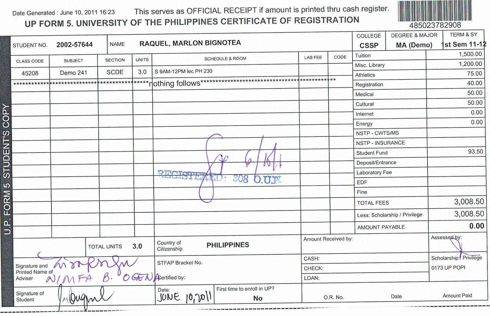Tidbits and Bytes: UP Form 5 (UP Certificate of Registration - Student ...