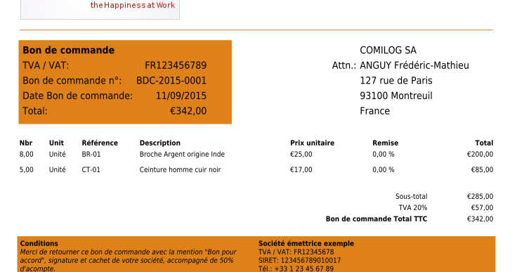 Copie écran logiciel Simple CRM: Modèles de devis, bons de commande, factures et bons de livraison
