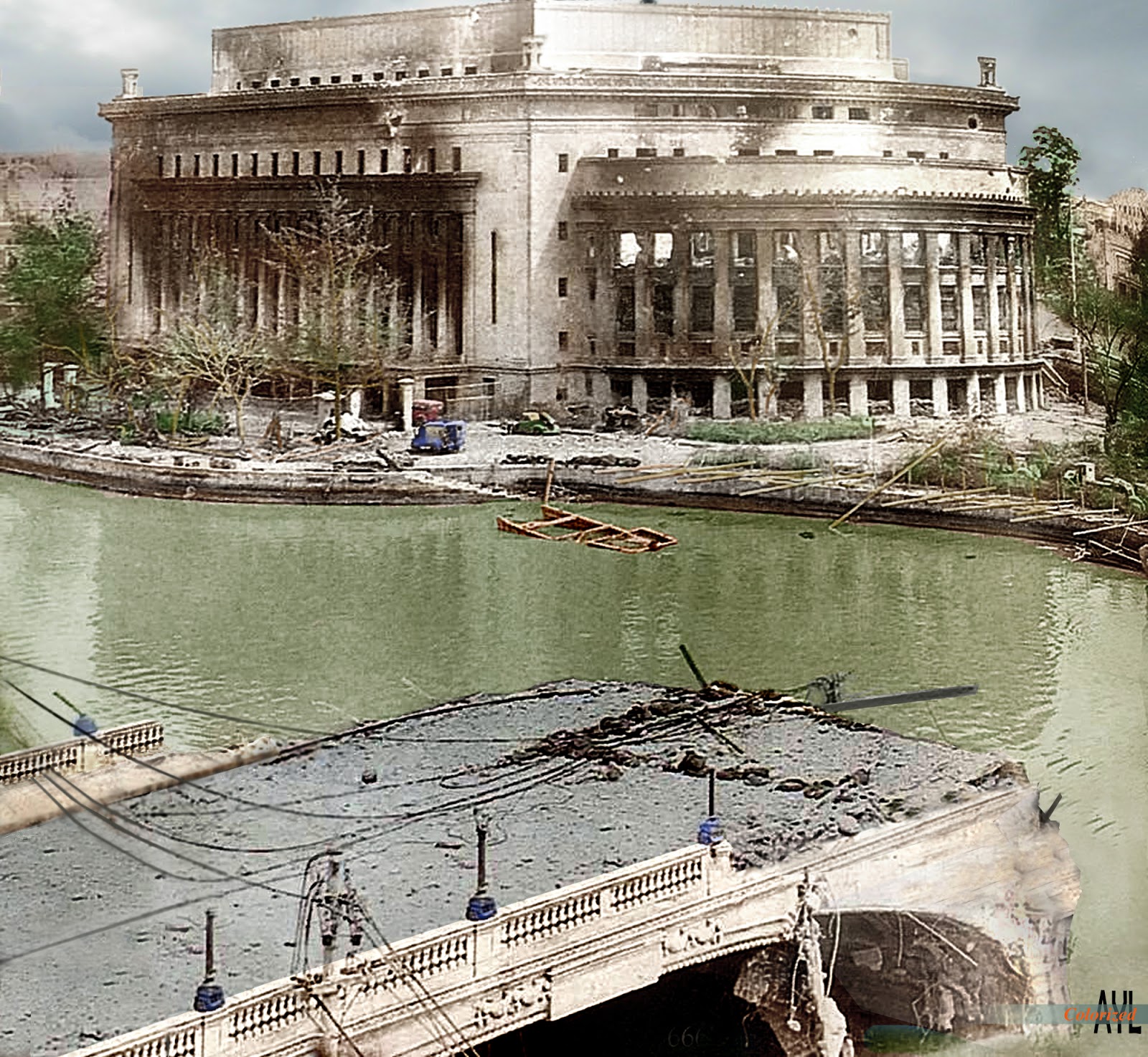 Colors for a Bygone Era: Manila Post Office in ruins after the Battle ...