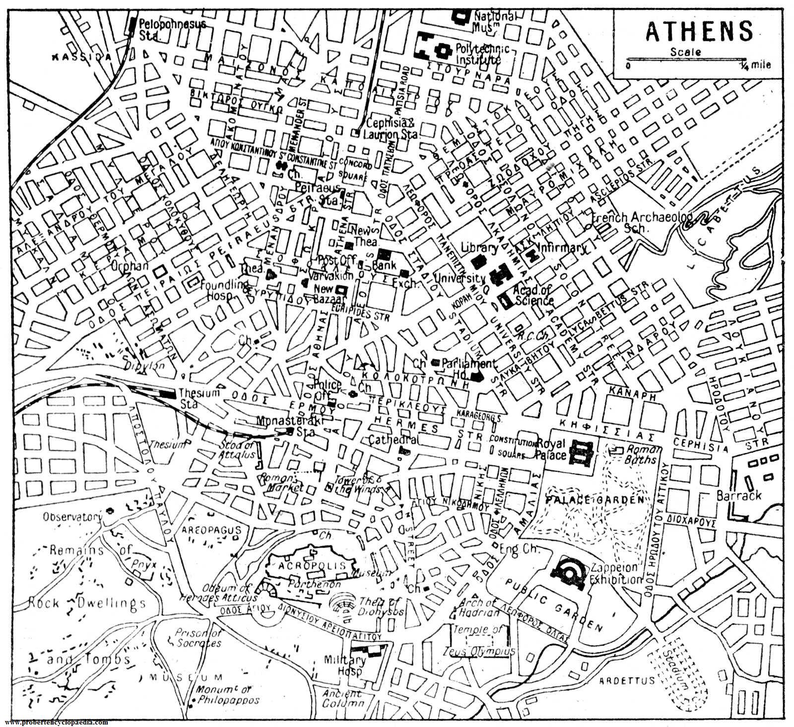 Map of Athens, Greece