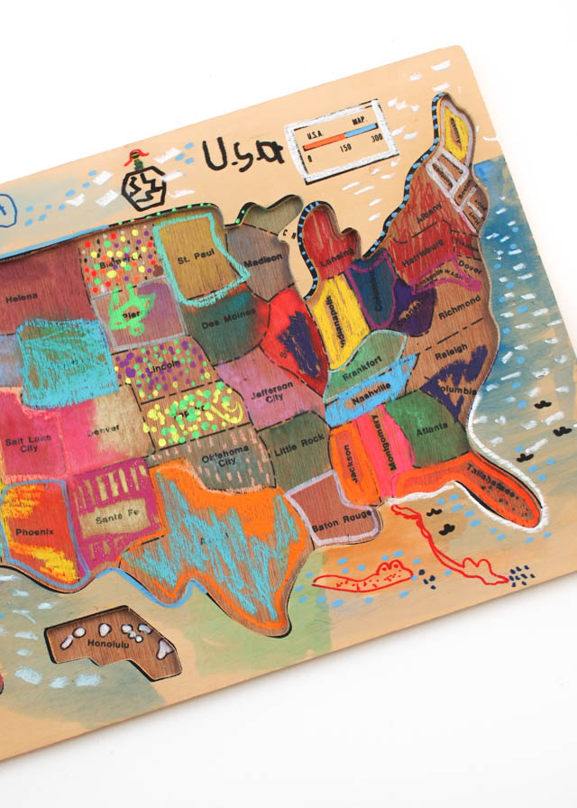 Kids Map Art- Creating with kids! | Pink Stripey Socks