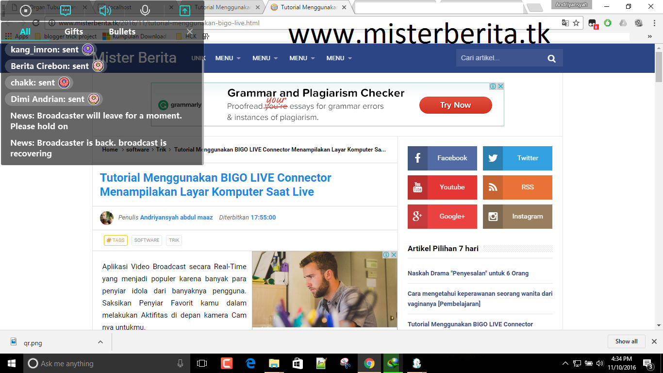 Tutorial Menggunakan BIGO LIVE Connector Menampilakan Layar Komputer ...