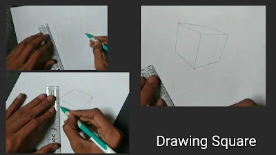 How to draw 3D square box on paper - step by step tutorial with pencil