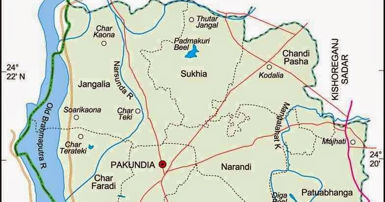 Pakundia Upazila Map, Kishoreganj District, Bangladesh