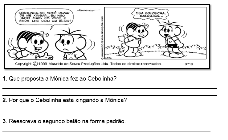 Interpetação de tirinha para o 3o ano - Língua padrão - Hora de Colorir ...