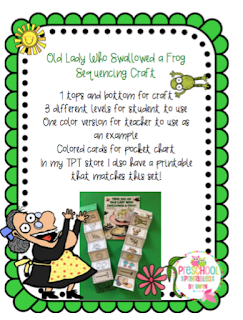 Old Lady Who Swallowed a Frog Sequencing Craft ~ Preschool Printables