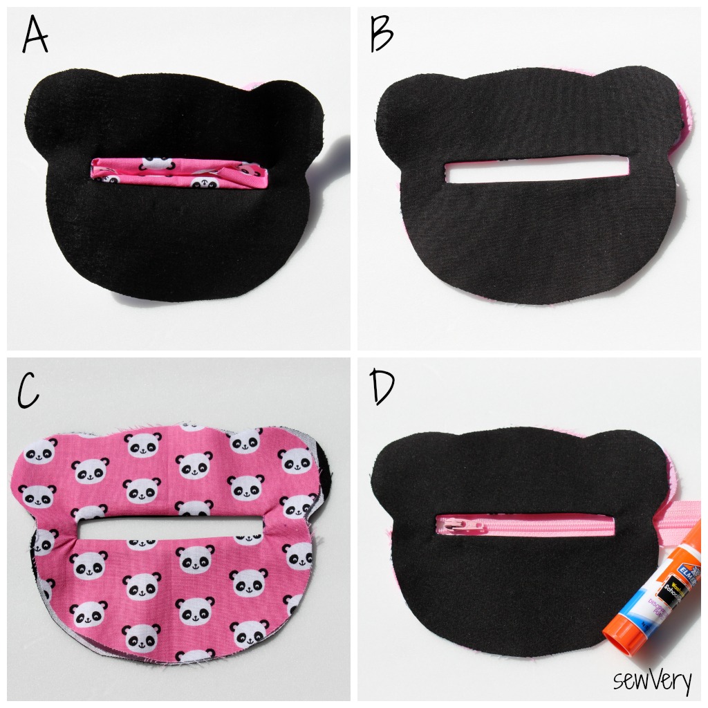 sewVery: Panda Face Zipper Pouch Purse Tutorial
