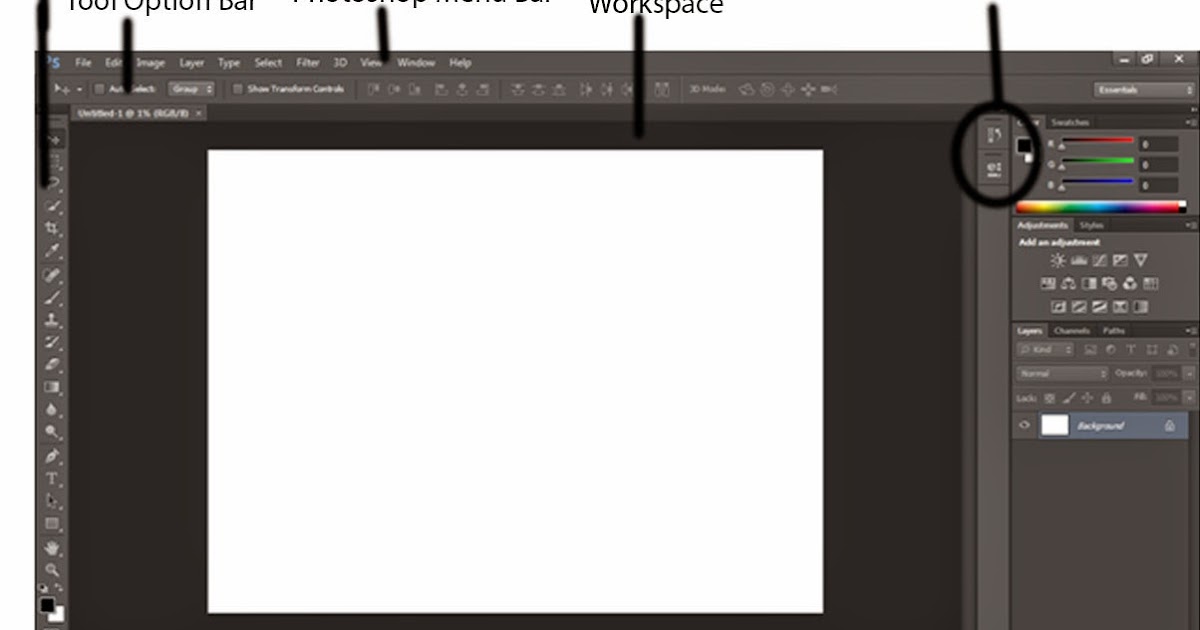 Mengenal Workspace dalam Adobe Photoshop CS6 ~ Markas Design