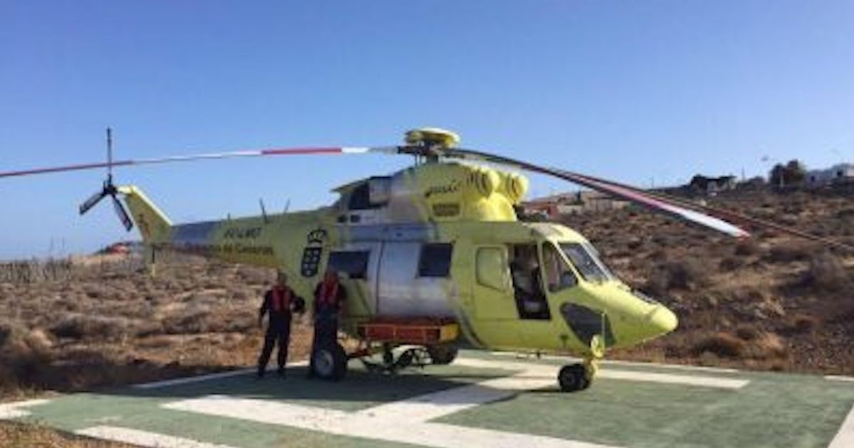 LA GOMERA ISLAND (Canary Islands): Helicopter stationed in La Gomera