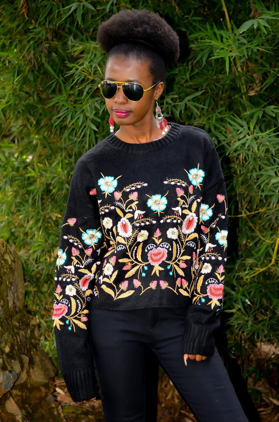 How to Wear an Embroidered Oversize Women's Sweater
