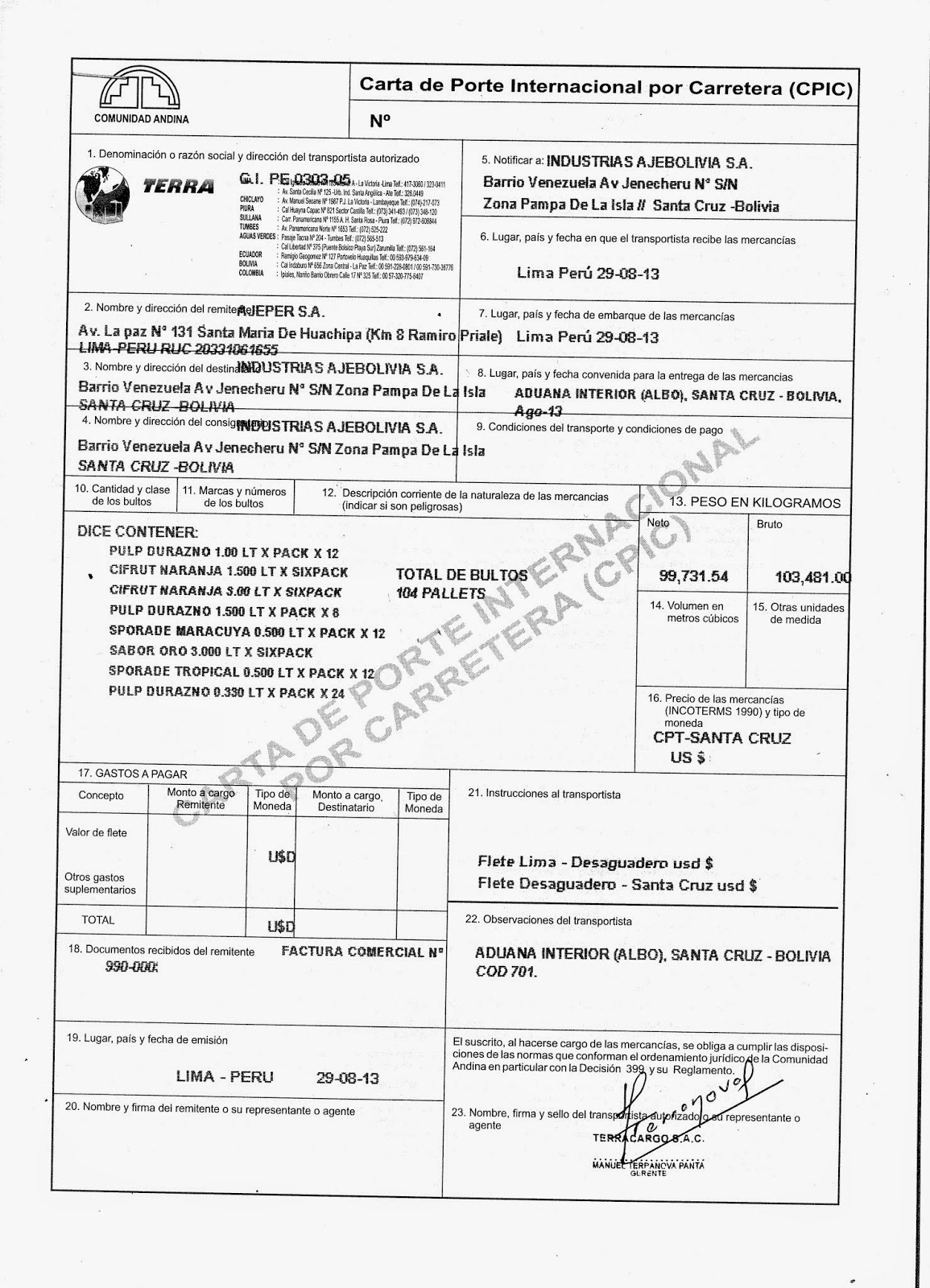 AJEPER: DOCUMENTOS PARA LA EXPORTACIÓN