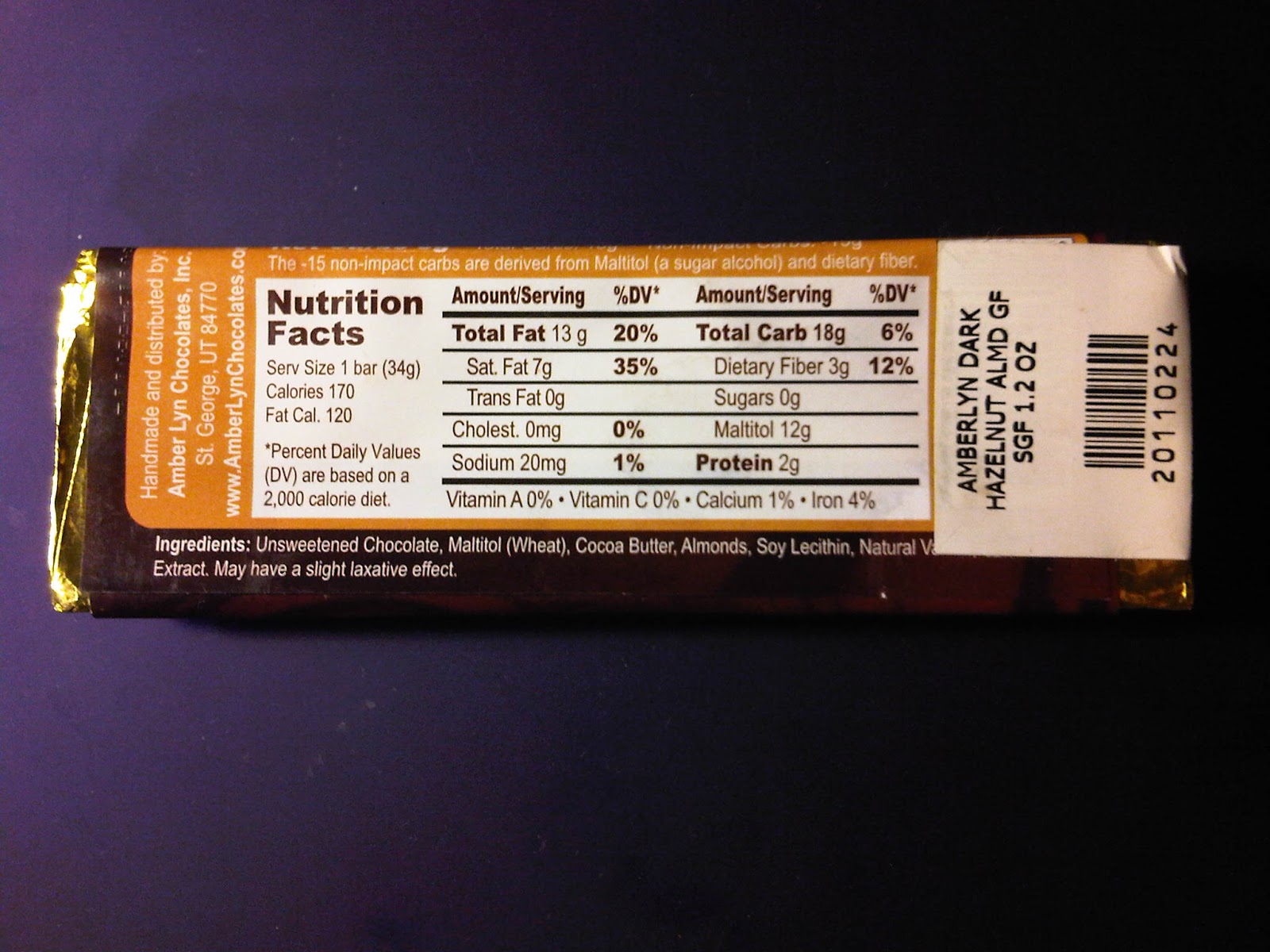 Regin's Realm: Chocolate review: Amber Lyn Sugar Free Dark Chocolate