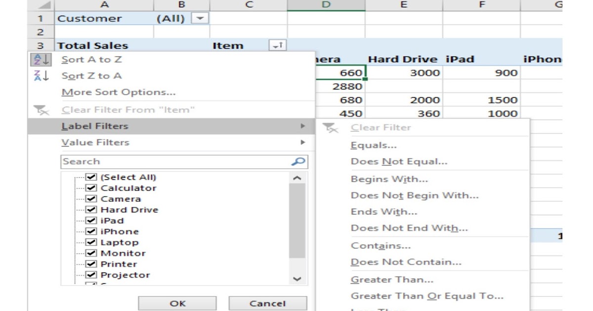 Windows and Office : Pivot Table - Filtering