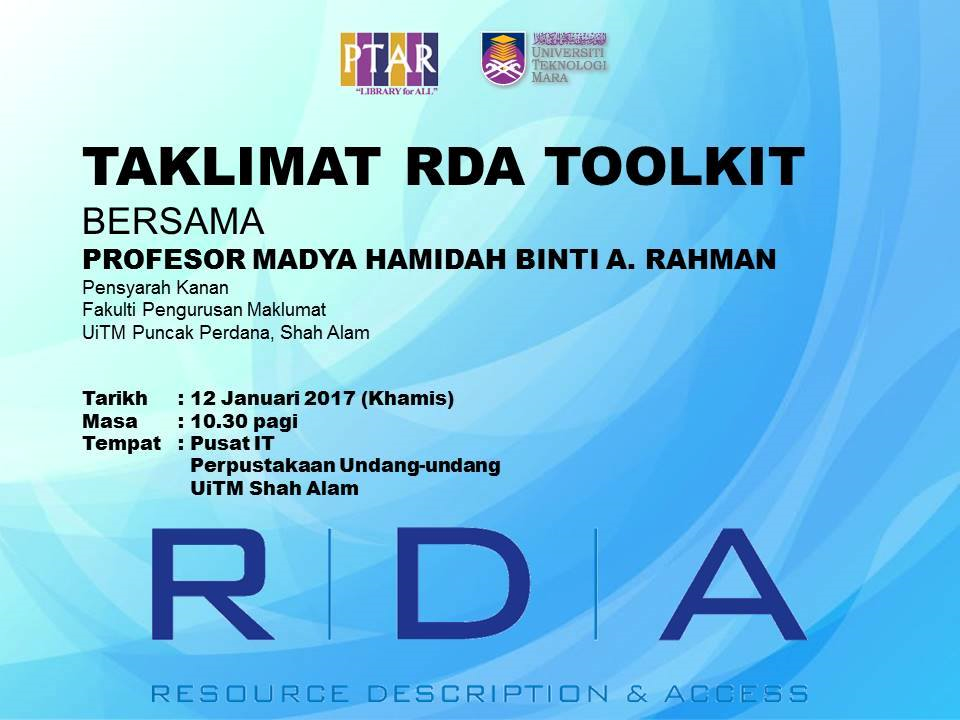 Taklimat penggunaan RDA TOOLKIT - Perpustakaan UiTM