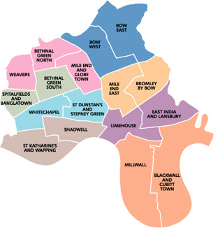 Tower Hamlets Map Region Political | Map of London Political Regional