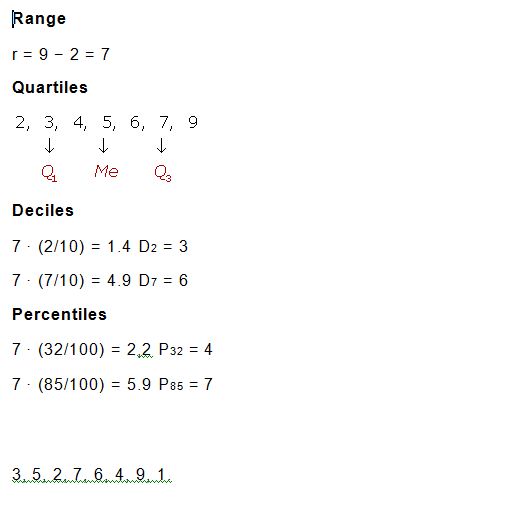 Quartiles, Deciles and Percentiles