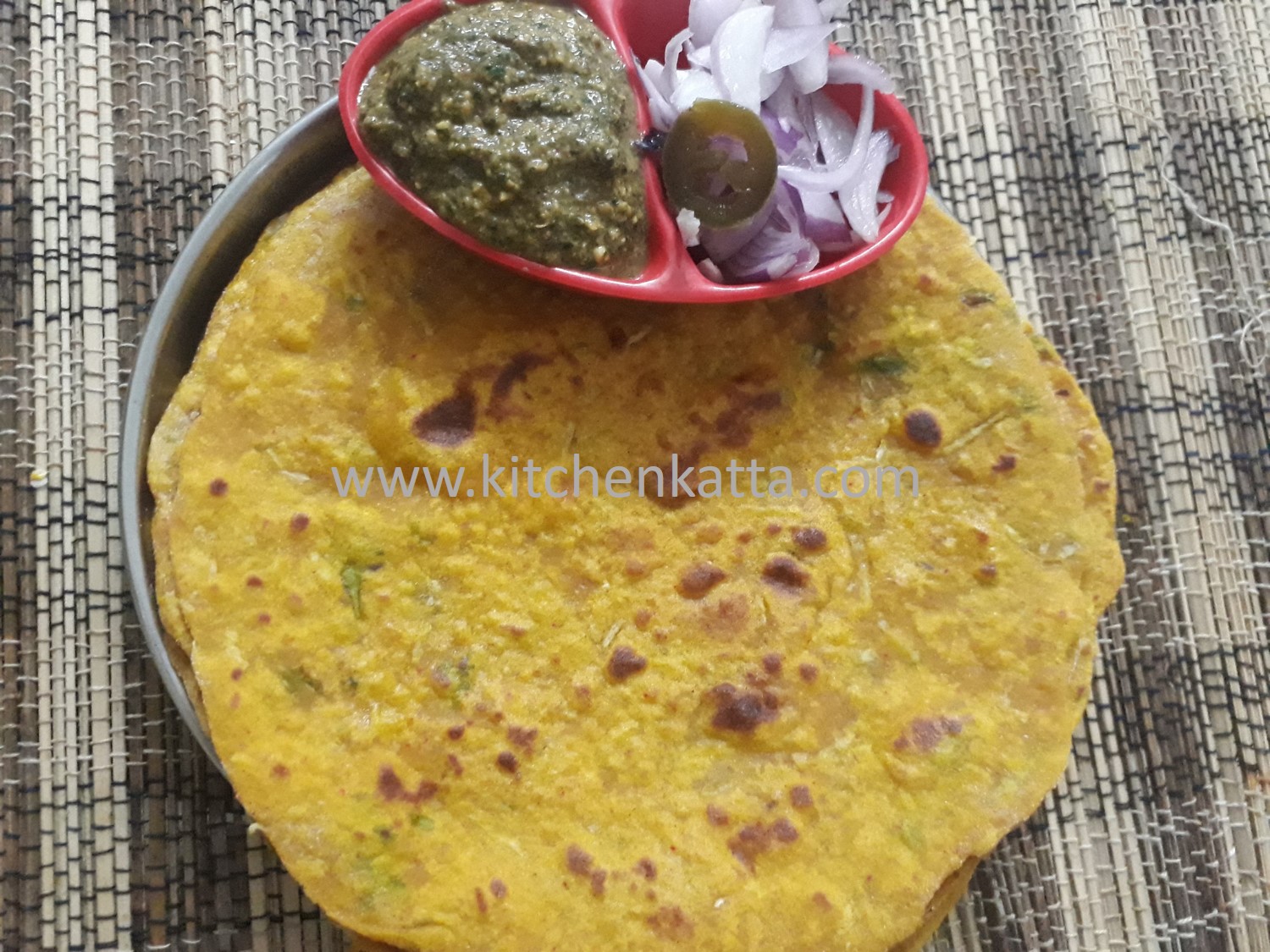 Healthy multigrain Mooli paratha and pudina chutney