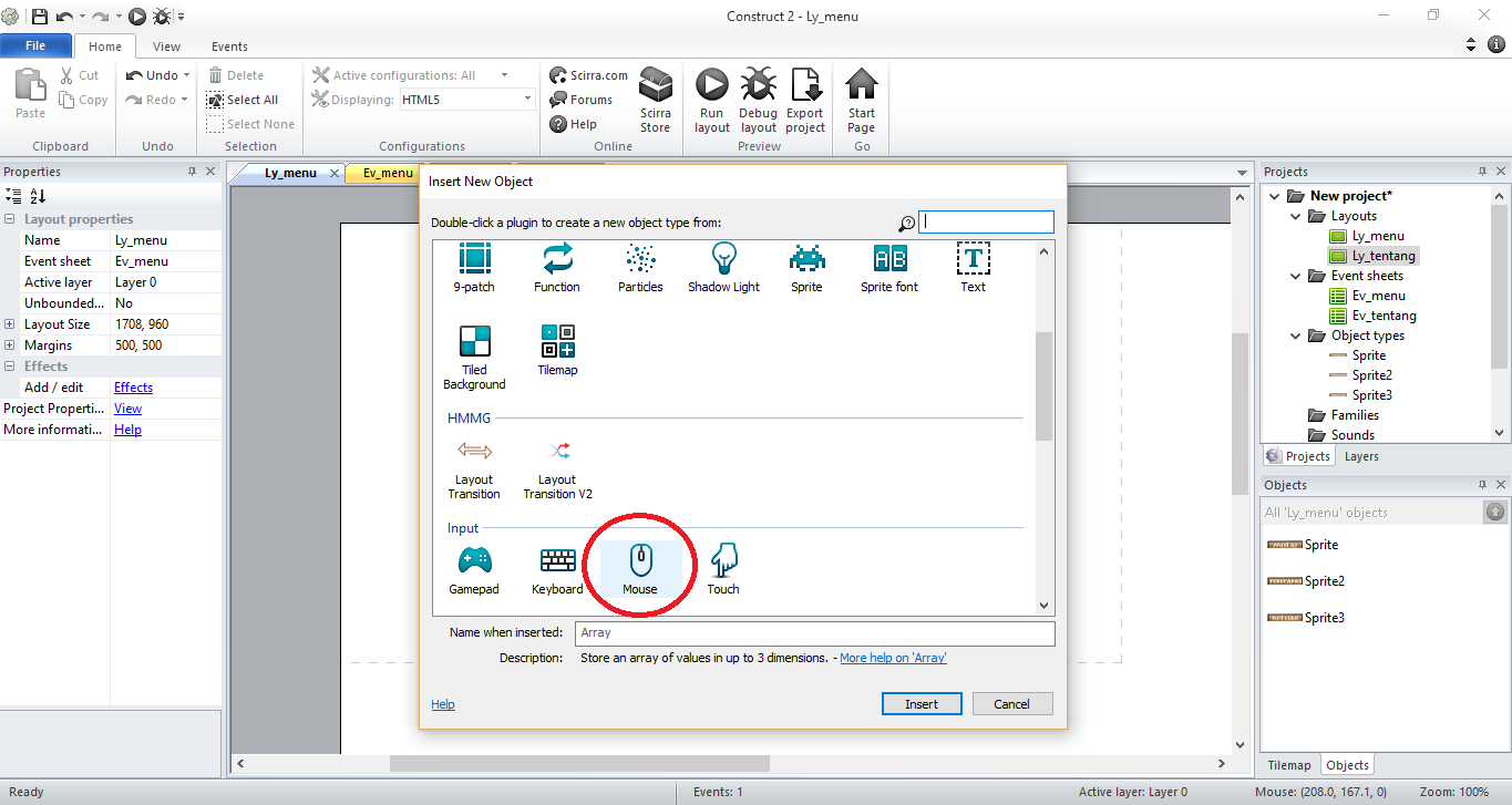 Cara Membuat menu pada Construct 2 Bagi Pemula - Asep Zaenuri