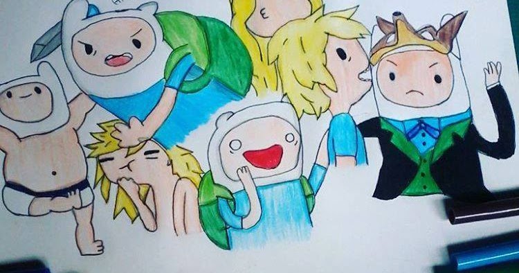 Dibujando un collagge de Fin el humano - TRAZOS Y GARABATOS