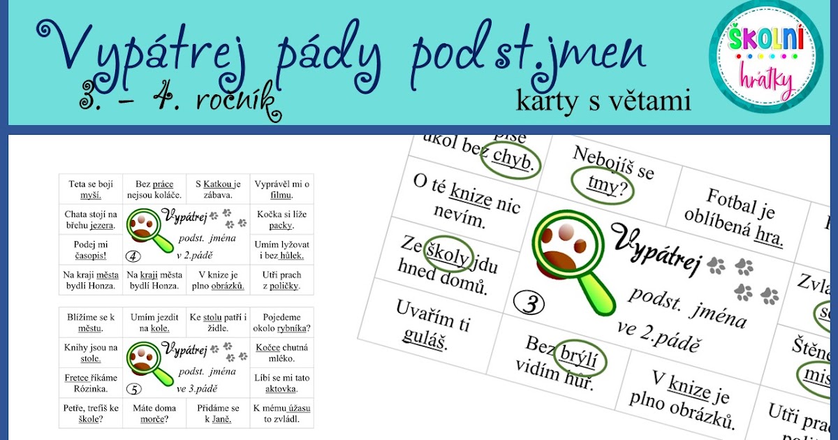 Školní hrátky: Pády podstatných jmen + písemné sčítání