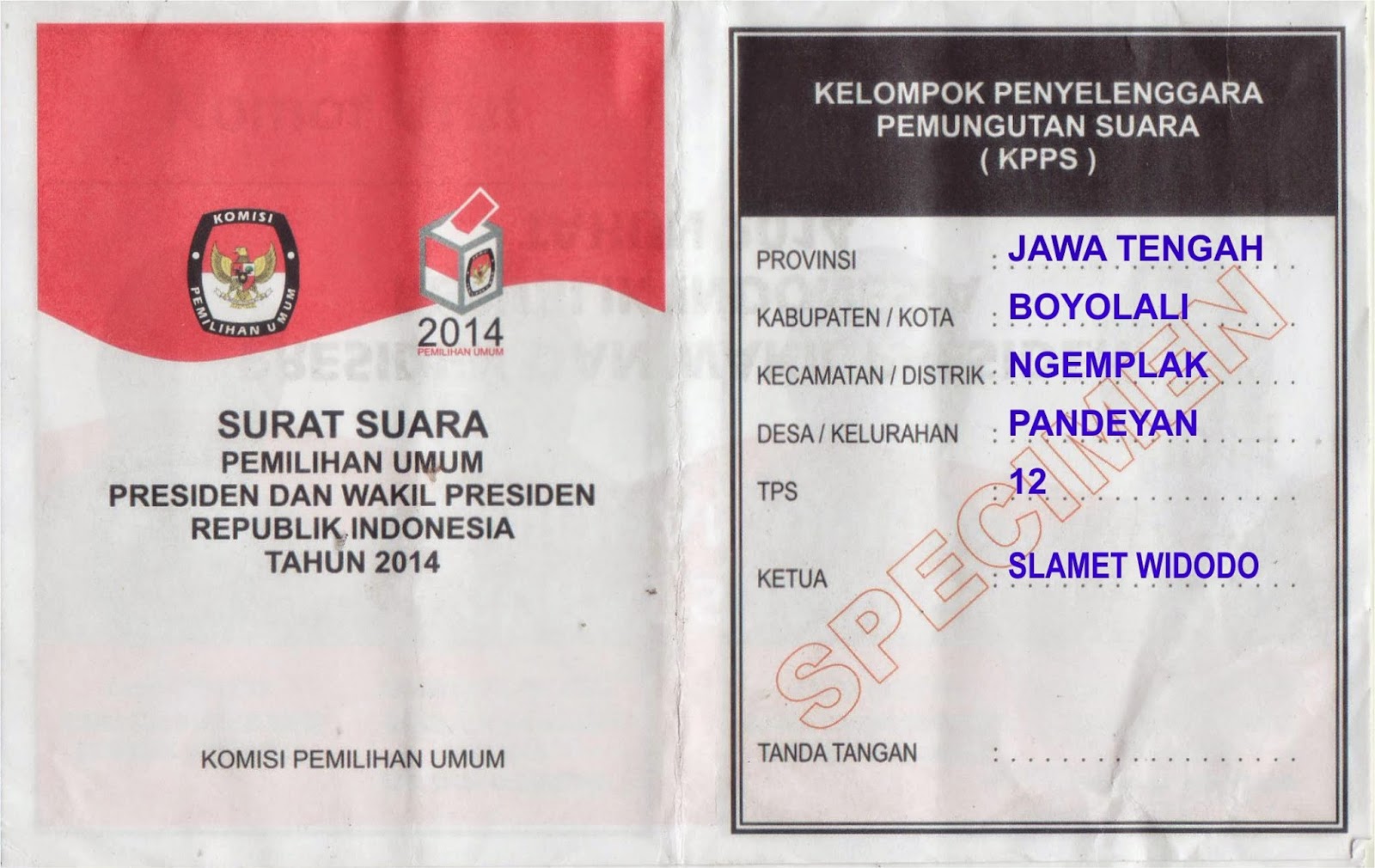 Contoh Design Cap Stempel KPPS Presiden Republik Indonesia Tahun 2014 ...