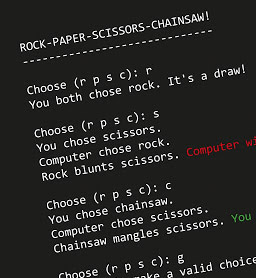 Program: Rock-Paper-Scissors-CHAINSAW!
