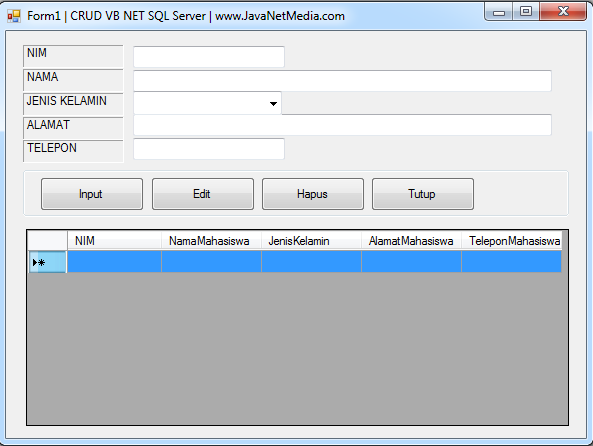 Membuat CRUD VB .Net Database SQL Server | ilmu informasi Membuat CRUD VB .Net Database SQL Server | ilmu informasi
