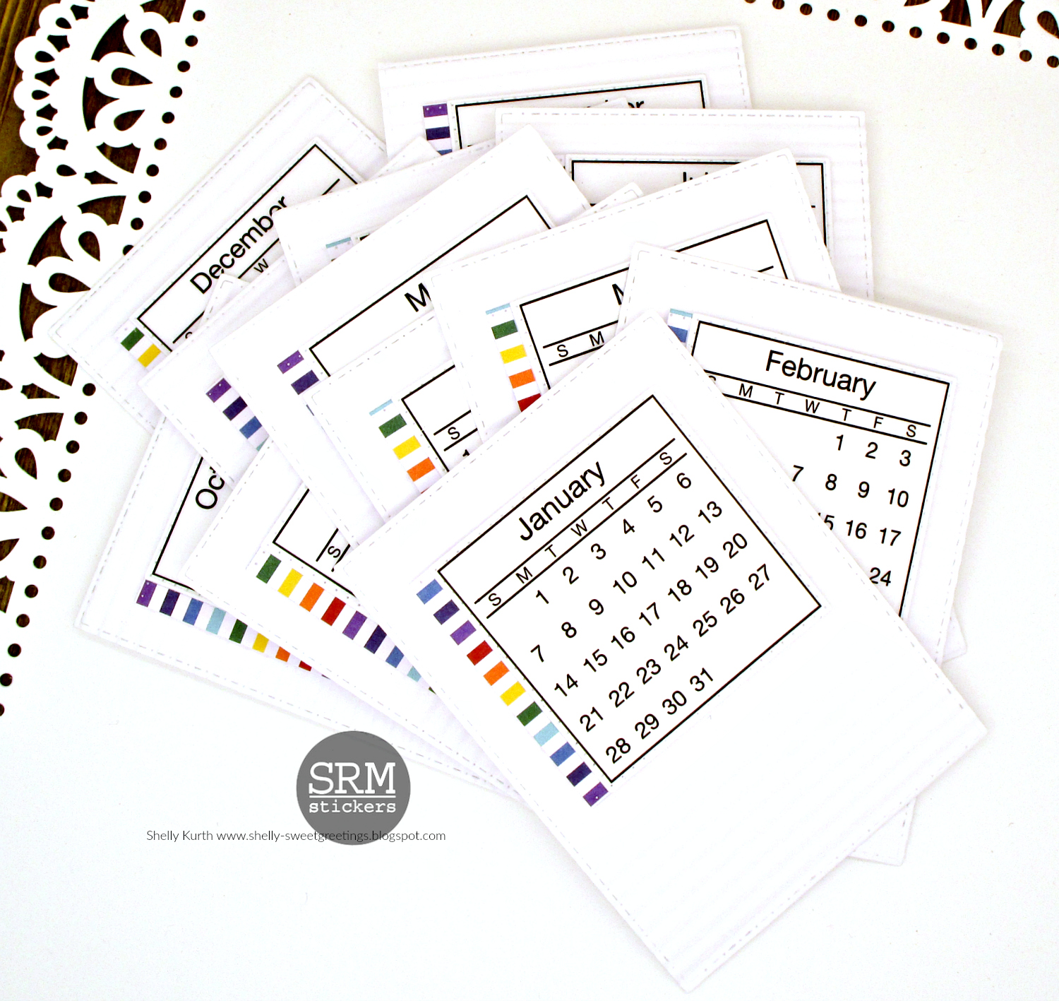 SRM Stickers: Mini Rainbow Calendar by Shelly