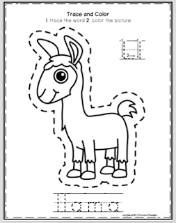 Free Llama Trace-Cut-and Alphabet Practice ~ Preschool Printables