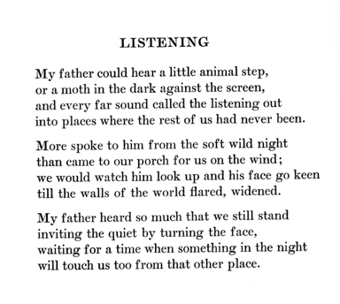 Monday's Poetry- Listening by William Stafford