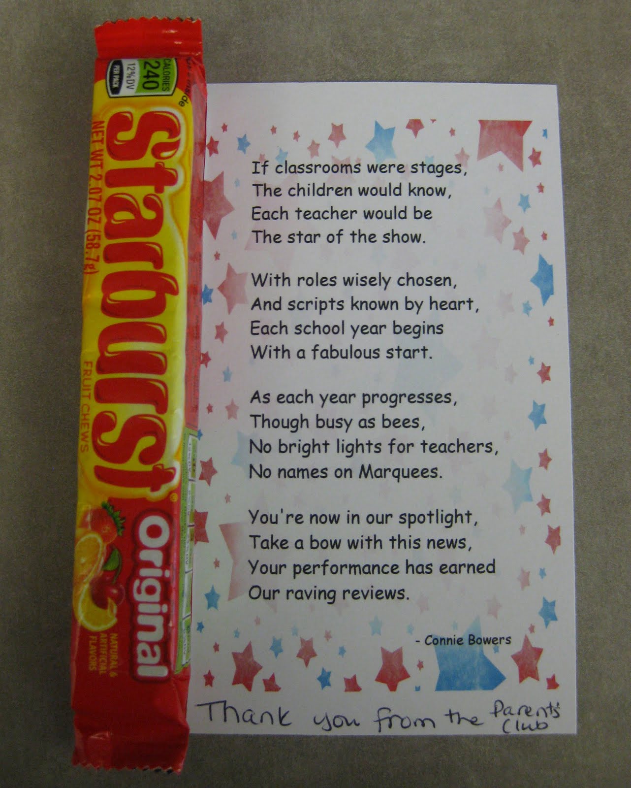 Teacher Appreciation Poems With Candy